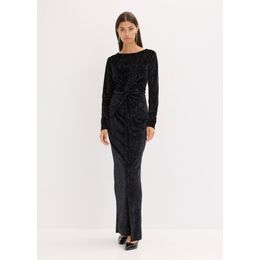 bonprix Abendkleid mit Glitzer, schwarz, Gr.48, Modern und Feminin: Abendkleid mit Glitzer und drapierter Taille