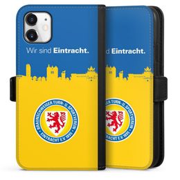 DeinDesign iPhone 11 Handy Klapph&uuml;lle Handyh&uuml;lle aus Kunst Leder schwarz Flip Case Official Licensed Product Logo Eintracht Braunschweig Sideflip mit Lasche
