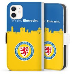DeinDesign iPhone 12 mini Handy Klapph&uuml;lle Handyh&uuml;lle aus Kunst Leder wei&szlig; Flip Case Logo Eintracht Braunschweig Official Licensed Product Sideflip mit Lasche