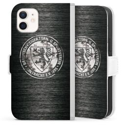 DeinDesign iPhone 12 mini Handy Klapph&uuml;lle Handyh&uuml;lle aus Kunst Leder wei&szlig; Flip Case Official Licensed Product Eintracht Braunschweig Logo Sideflip mit Lasche
