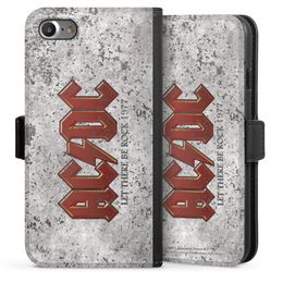 DeinDesign iPhone SE (2020) Handy Klapph&uuml;lle Handyh&uuml;lle aus Kunst Leder schwarz Flip Case Merchandise Acdc Logo Sideflip mit Lasche