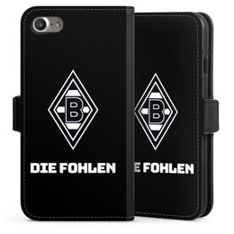 DeinDesign iPhone SE (2020) Handy Klapph&uuml;lle Handyh&uuml;lle aus Kunst Leder schwarz Flip Case Gladbach Borussia M&ouml;nchengladbach Die Fohlen Sideflip mit Lasche
