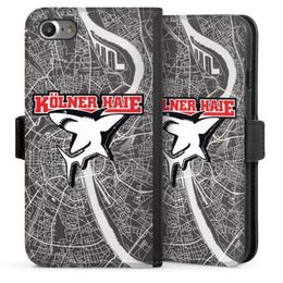 DeinDesign iPhone SE (2022) Handy Klapph&uuml;lle Handyh&uuml;lle aus Kunst Leder schwarz Flip Case K&ouml;lner Haie Ice Hockey Official Licensed Product Sideflip mit Lasche