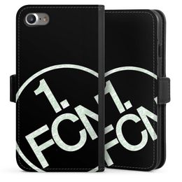 DeinDesign iPhone 8 Handy Klapph&uuml;lle Handyh&uuml;lle aus Kunst Leder schwarz Flip Case 1. Fc N&uuml;rnberg 1. Fcn Logo Sideflip mit Lasche