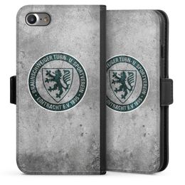 DeinDesign iPhone 8 Handy Klapph&uuml;lle Handyh&uuml;lle aus Kunst Leder schwarz Flip Case Eintracht Braunschweig Concrete Logo Sideflip mit Lasche
