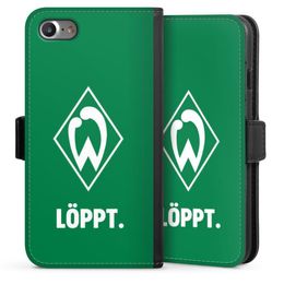 DeinDesign iPhone 8 Handy Klapph&uuml;lle Handyh&uuml;lle aus Kunst Leder schwarz Flip Case Sv Werder Bremen Official Licensed Product Statement Sideflip mit Lasche