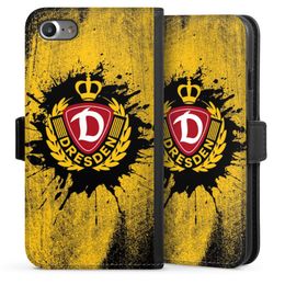 DeinDesign iPhone SE (2022) Handy Klapph&uuml;lle Handyh&uuml;lle aus Kunst Leder schwarz Flip Case Official Licensed Product Soccer Sg Dynamo Dresden Sideflip mit Lasche