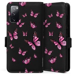 DeinDesign Galaxy S20 Handy Klapph&uuml;lle Handyh&uuml;lle aus Kunst Leder schwarz Flip Case Butterfly Motiv Ohne Hintergrund Muster Sideflip mit Lasche