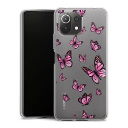 DeinDesign Xiaomi Mi 11 Lite 5G NE Handy Silikon H&uuml;lle Case transparent Handyh&uuml;lle Butterfly Motiv Ohne Hintergrund Muster Silikon Case