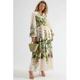 Blumen V-Ausschnitt Langarm Maxikleid