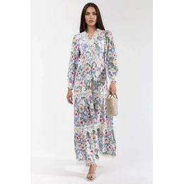 Maxikleid mit floralem Spitze-Detail und V-Ausschnitt
