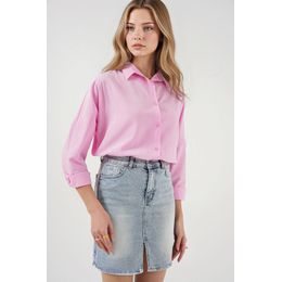 Hoch taillierter Jeans-Minirock mit Taschen