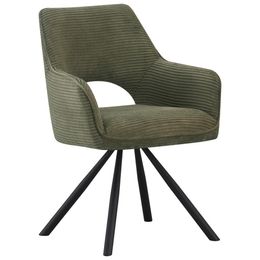 Hom&acute;in Hom`in Armlehnstuhl, Gr&uuml;n, Schwarz, Metall, Textil, Drehkreuz, 60x85x63 cm, inklusive Armlehnen, Sitzfl&auml;che 180&deg; drehbar, Esszimmer, St&uuml;hle, Esszimmerst&uuml;hle, Armlehnenst&uuml;hle