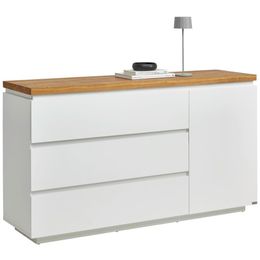 Novel Sideboard, Wei&szlig;, Eiche, Holz, Holzwerkstoff, Eiche, vollmassiv, 1 F&auml;cher, 3 Schublade(n) Schubladen, 145x82x42 cm, Bsci, Typenauswahl, stehend, Holzm&ouml;bel, Kleinm&ouml;bel Holz, Holzkommoden, Sideboards Holz