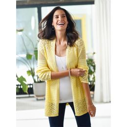 Heine Damen Strickjacke, Gelb, Gr. 40, Longstrickjacken, Material: Baumwolle