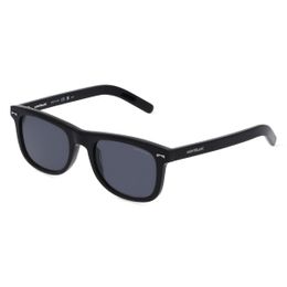 Montblanc MB0260S | Herren-Sonnenbrille | Fassung: Vollrand, Quadratisch, Acetat, Schwarz Gl&auml;nzend | Glasfarbe: Grau