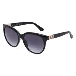 Guess GU7850 | Damen-Sonnenbrille | Fassung: Vollrand, Butterfly, Kunststoff, Schwarz Gl&auml;nzend | Glasfarbe: Grau Verlaufend