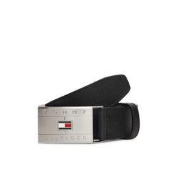 Tommy Hilfiger Herren Lederg&uuml;rtel "TH FLAG PLAQUE", schwarz, Gr. 105, Rindsleder, G&uuml;rtel