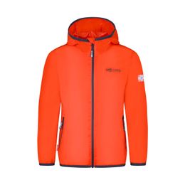 Trollkids Jungen Regenjacke "Kids Trolltunga Jacket"flame orange, mystic blau, Gr. 152, kontrastfarbene Details, unifarben, Web, Obermaterial: 100%