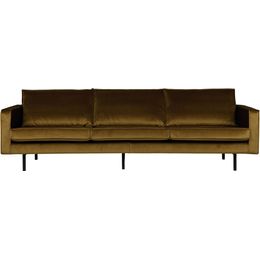 3-Sitzer Woood, B:277cm H:85cm T:86cmhoniggelb, Sofas, "Rodeo Bezug mit Zickzack-Federung, Metallbeine, H 85 x B 277 x T 86 cm", Velvet-Bezug,