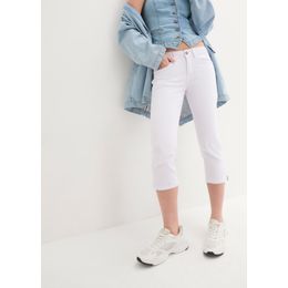 bonprix Damen Caprijeans "Slim Fit Jeans Mid Waist, cropped", wei&szlig;, Gr. 36, Denim/Jeans, Obermaterial: 97% Baumwolle, 3% Elasthan, Jeans,