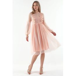 Spitzen A-Linien Midi Kleid