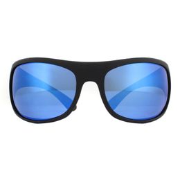 Polaroid Wrap Mens Matte Black Blue Polarise Lunettes de soleil