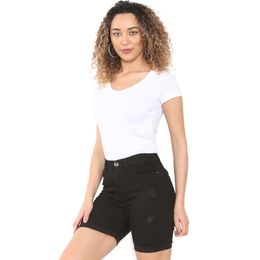 Enzo | Womens Ripped Denim Shorts - Schwarz