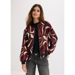 bonprix Blouson aus flie&szlig;endem Satin, rot, Gr.48, modisch bedruckter Blouson aus flie&szlig;endem Satin mit Rei&szlig;verschluss vorne, aus Satin
