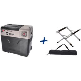 Berger B50-T Kompressor K&uuml;hlbox mit Rollen 12V 24V 230V 49 Liter + Berger K&uuml;hlboxst&auml;nder im Set - Kompressor K&uuml;hlboxen