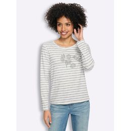 Heine Shirt in grau-ecru-geringelt | Gr.: 50