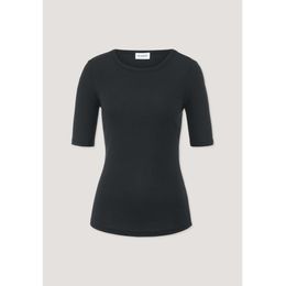 hessnatur Softrib T-Shirt in schwarz | Gr.: 48