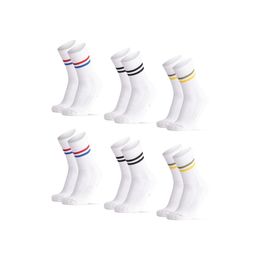 DANISH ENDURANCE Socken Tennis Crew in black greenyellow redblue stripes | Gr.: 35-38