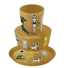 Koziol Organic Kids Kindergeschirr-Set 3-tlg. nature wood - Kunststoff und Melamin Geschirr-Sets