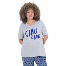 Ulla Popken Shirt in hellgrau m&eacute;lange | Gr.: 54-56