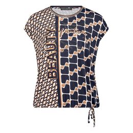 Betty Barclay Printshirt mit Tunnelzug in Dark Blue/Brown | Gr.: 40