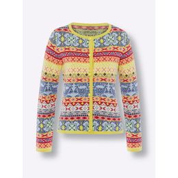 heine Strickjacke Damen Gr&ouml;&szlig;e XS hellblau / limone / taupe / rot