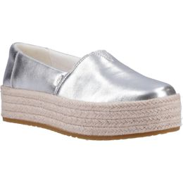 Toms Shoes TOMS Valencia Damen Espadrilles aus silbernem Leder.