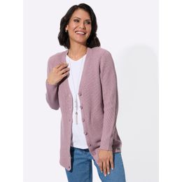 Heine Damen Longstrickjacke, Lila, Gr. 42, Basic Strickjacken, Material: Baumwolle