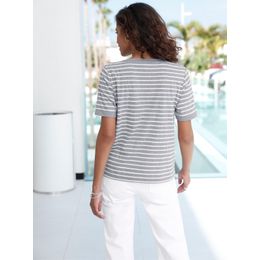 Heine Damen Kurzarmshirt, Grau, Gr. 44, T-Shirts, Material: Baumwolle