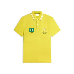 TOMMY HILFIGER Shirt 'Regular Fit' male size S Light yellow / Fir / bright red / Black