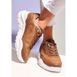 Lascana Damen Sneaker, Braun, Gr. 38, Sneakers & Schn&uuml;rer, Material: Leder