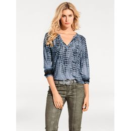 Heine Damen Blusenshirt, Blau, Gr. 46, Langarm-Shirts, Material: Viskose