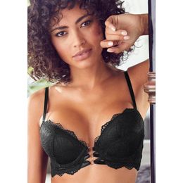 Lascana Damen Push-up-BH, Schwarz, Gr. 70A, Push-Up-BHs, Material: Polyamid