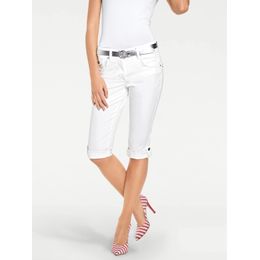 Heine Damen Caprijeans, Wei&szlig;, Gr. 34, Capri-Hose, Material: Baumwolle