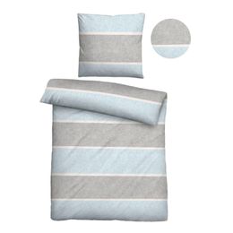 Biberna Bettw&auml;sche, Blau, Gr. 155x220 cm + 80x80 cm, Bettw&auml;sche, 100% Baumwolle