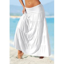 Damen Maxirock, Wei&szlig;, Gr. 52/54, Beachtime by Lascana, Lange R&ouml;cke, Material: Viskose