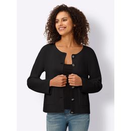 Heine Damen Feinstrickjacke, Schwarz, Gr. 42, Strickjacken, 100% Baumwolle