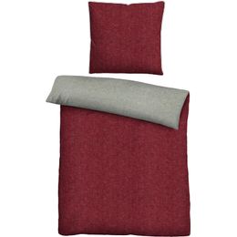 Biberna Bettw&auml;sche, Rot, Gr. 200x200 cm + 2x 80x80 cm, Bettw&auml;sche, 100% Baumwolle