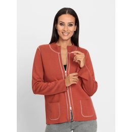 Heine Damen Strickjacke, Orange, Gr. 50, Strickjacken, Material: Baumwolle